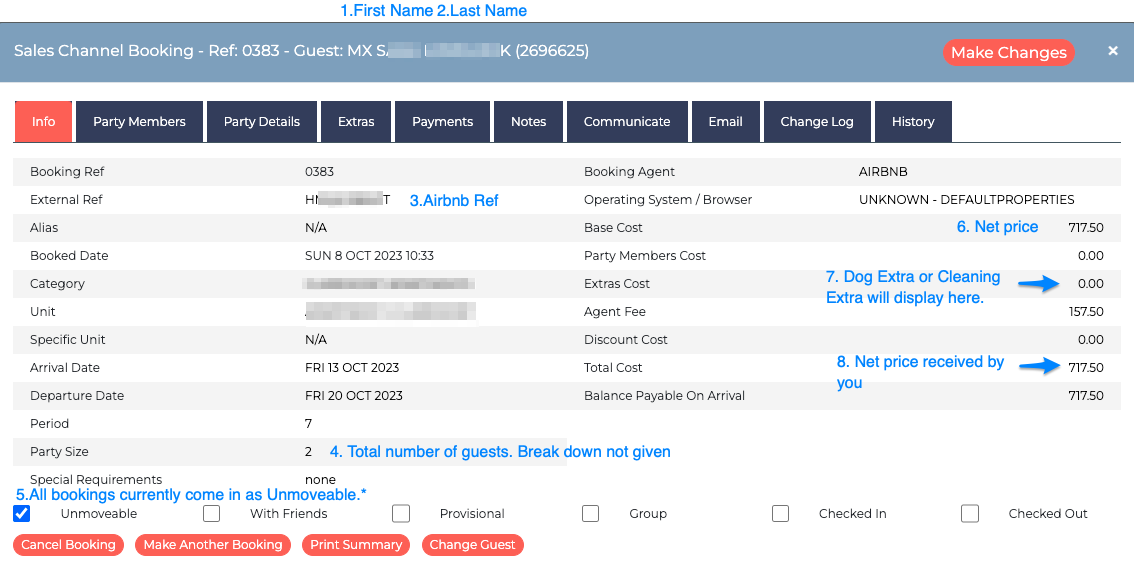 Bookings received via our Airbnb direct connection